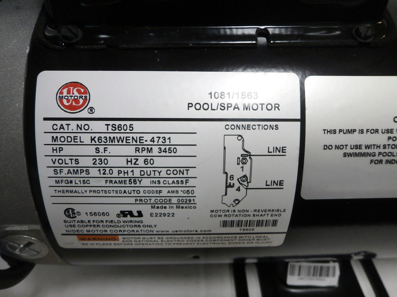 X320527 - Spa Pump 12 Amp 1 Speed 230V 56 Frame